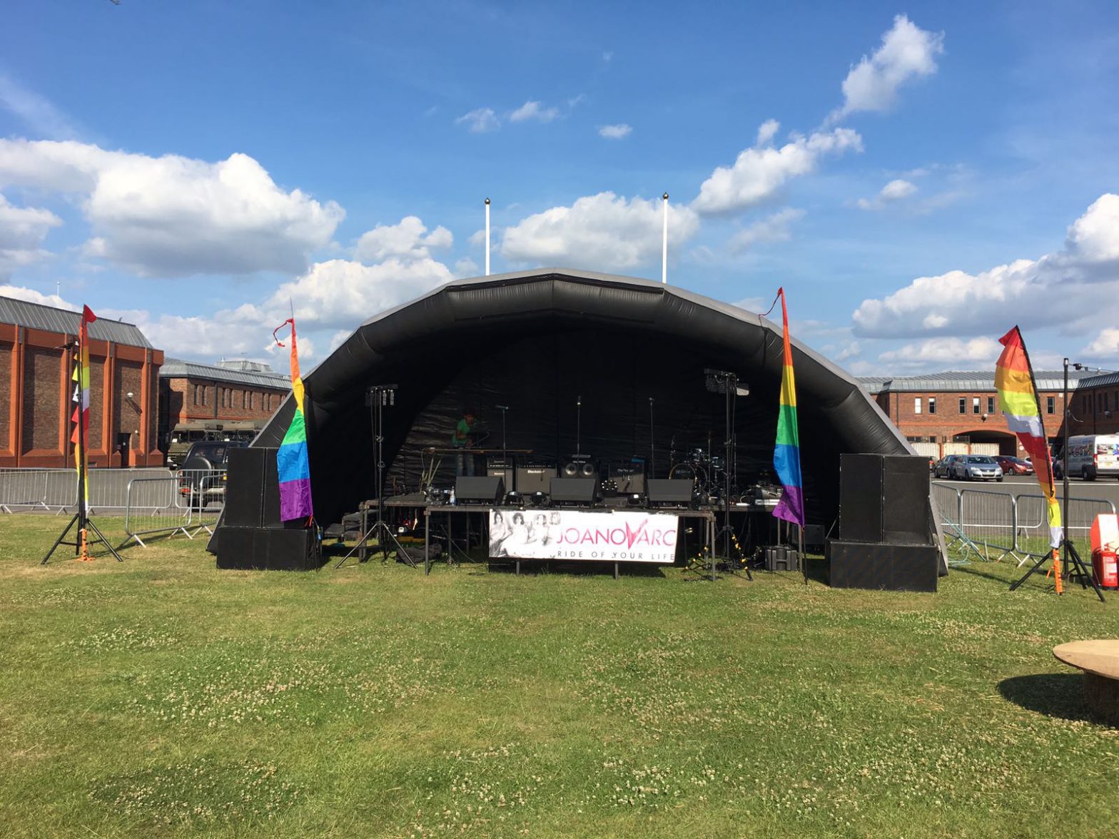 10m Outdoor Inflatable Canopy and Stage Deck with Festival Flags ...